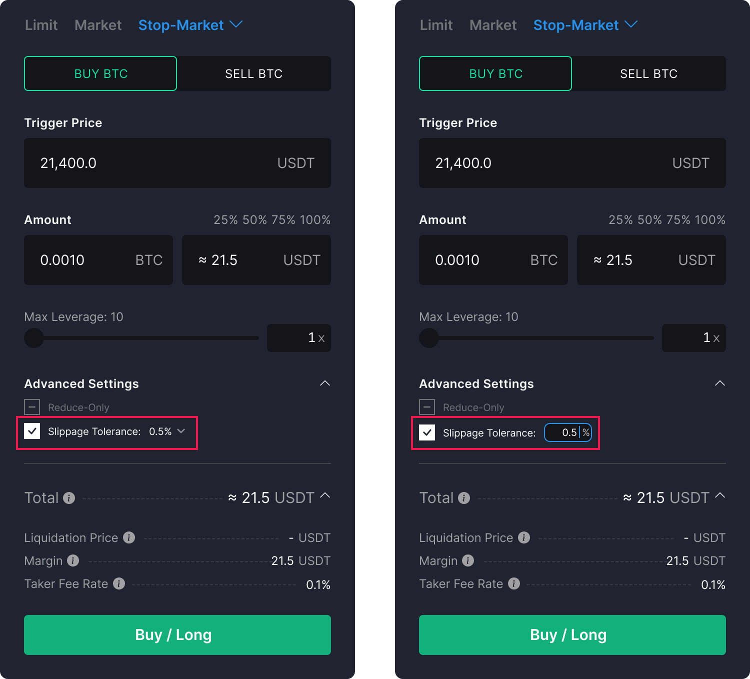 Advanced Slippage Tolerance For Market And Stop Market Orders Helix
